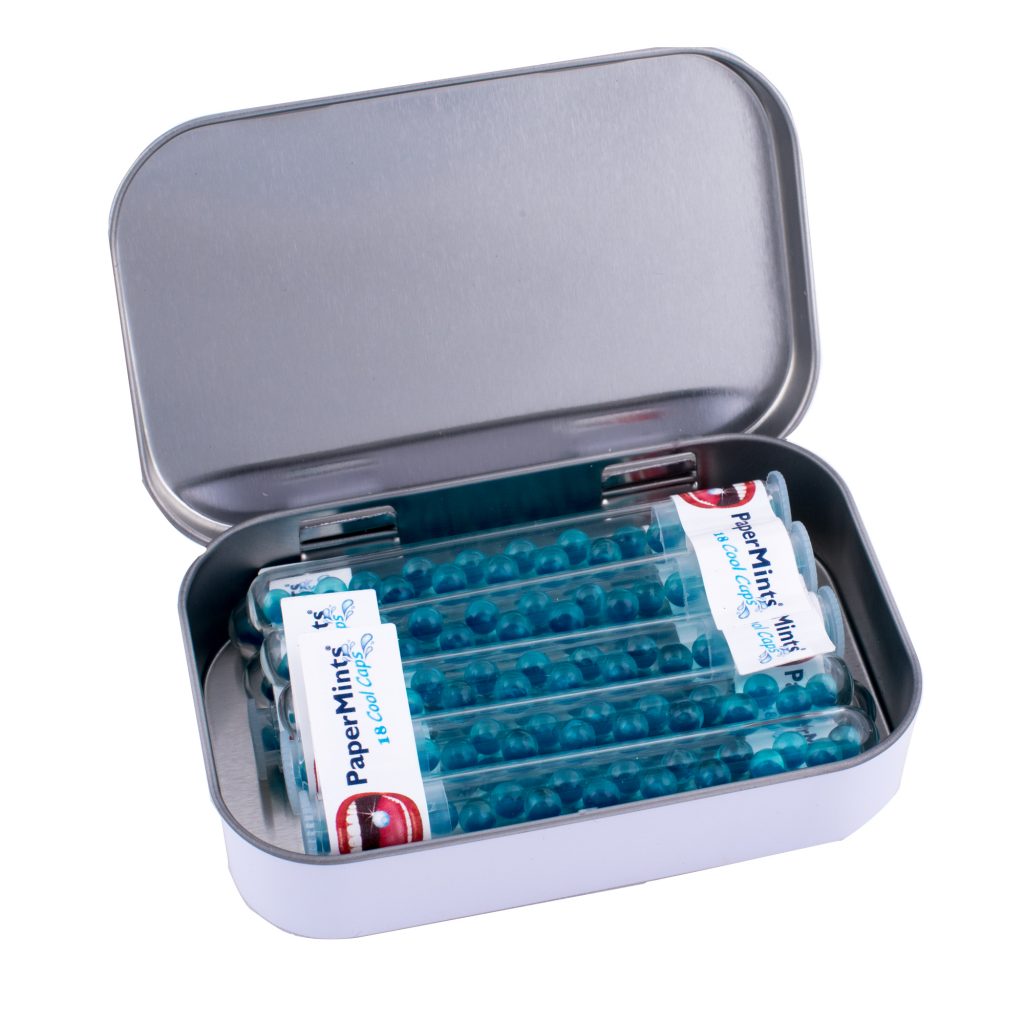 CoolCaps – Tin 10 Tubes MINT (18 pearls) 2.00€/tube - Papermints Shop
